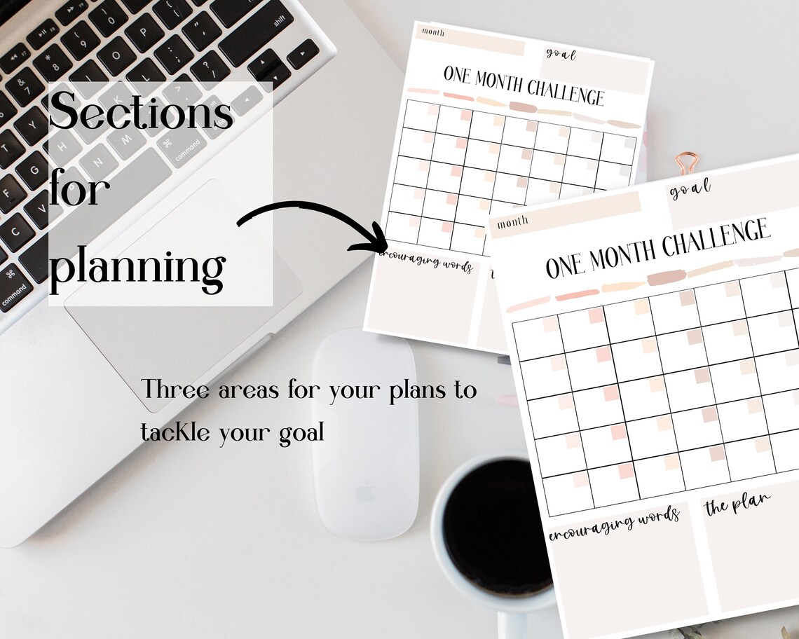 Printable Monthly Calendar Neutral | Blank 30 Day Challenge Printable ...