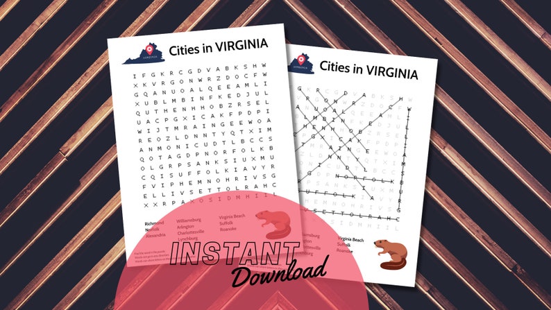 Cities in Virginia Word Search Printable PDF Digital - Etsy
