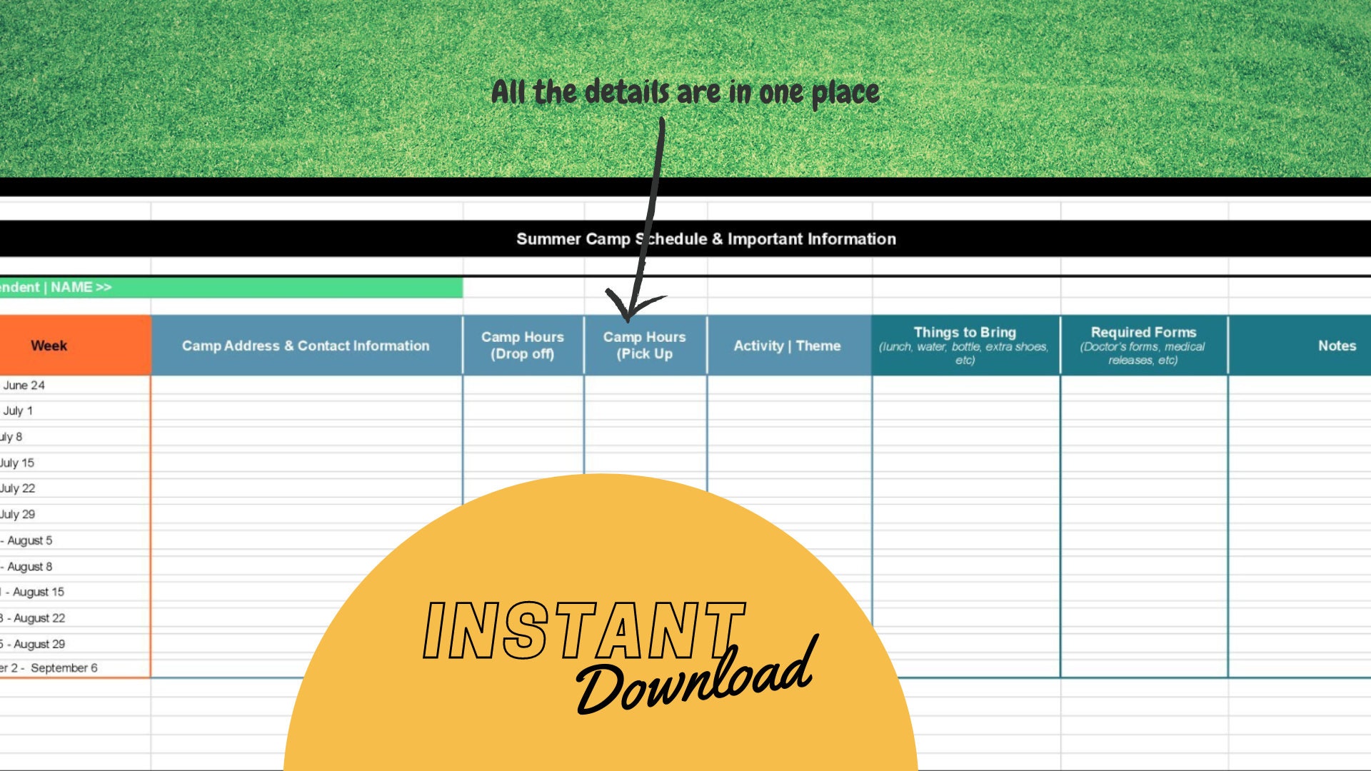 Summer Camp Planner, Tracker, Budget, Spend, Kid Activity, Schedule ...