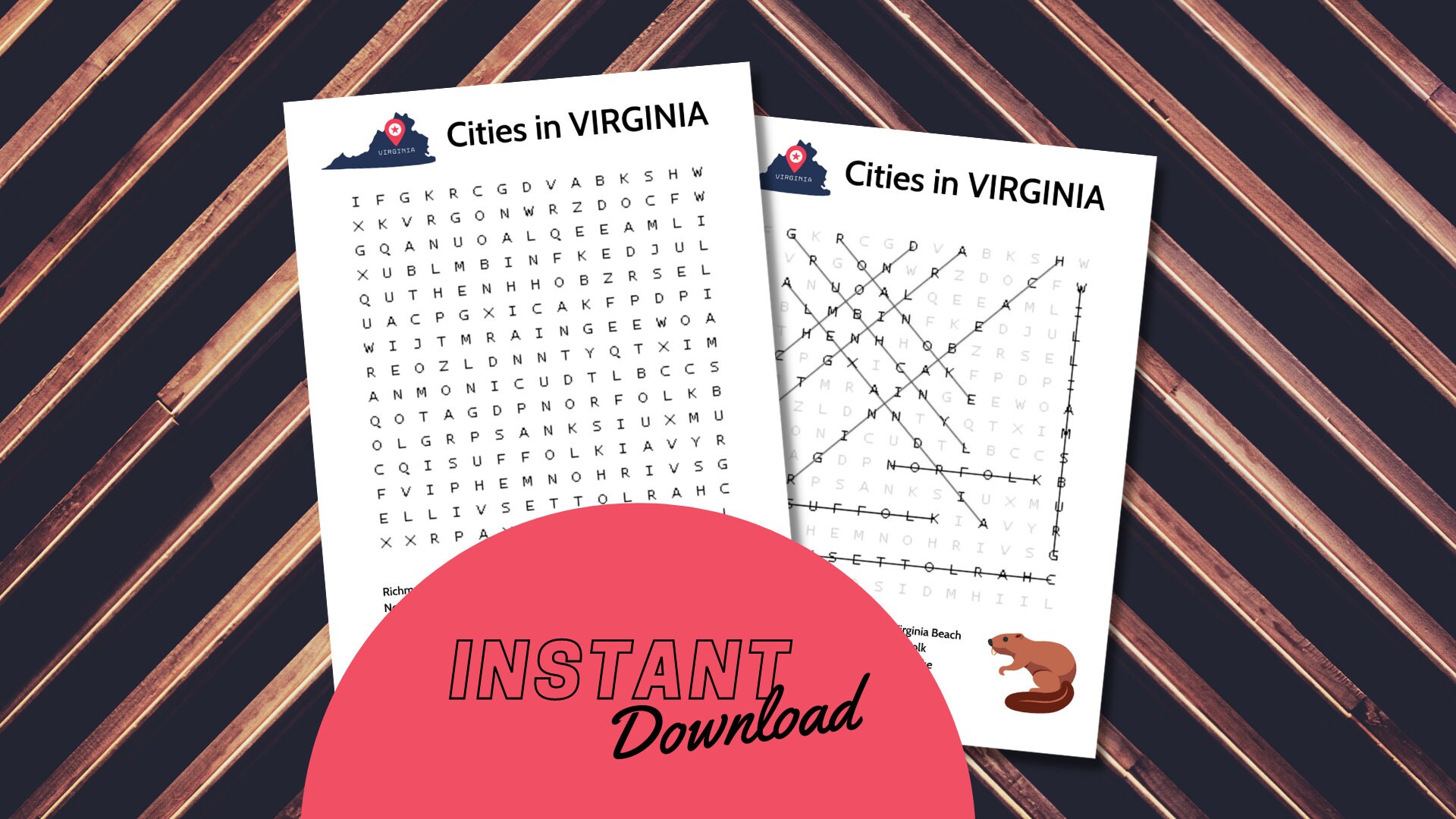 Cities in Virginia Word Search Printable PDF Digital | Etsy