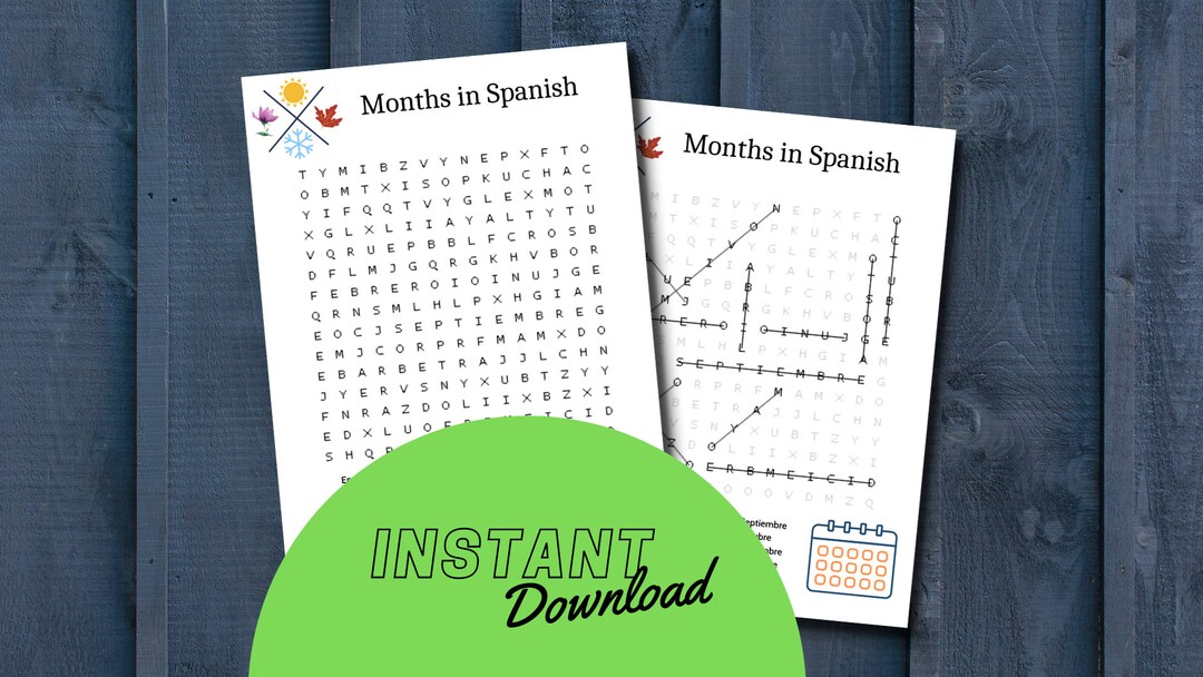 Months in Spanish Vocabulary Word Search Word Find Game - Etsy España
