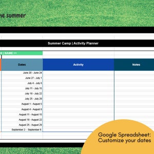 Summer Camp Planner, Tracker, Budget, Spend, Kid Activity, Schedule ...