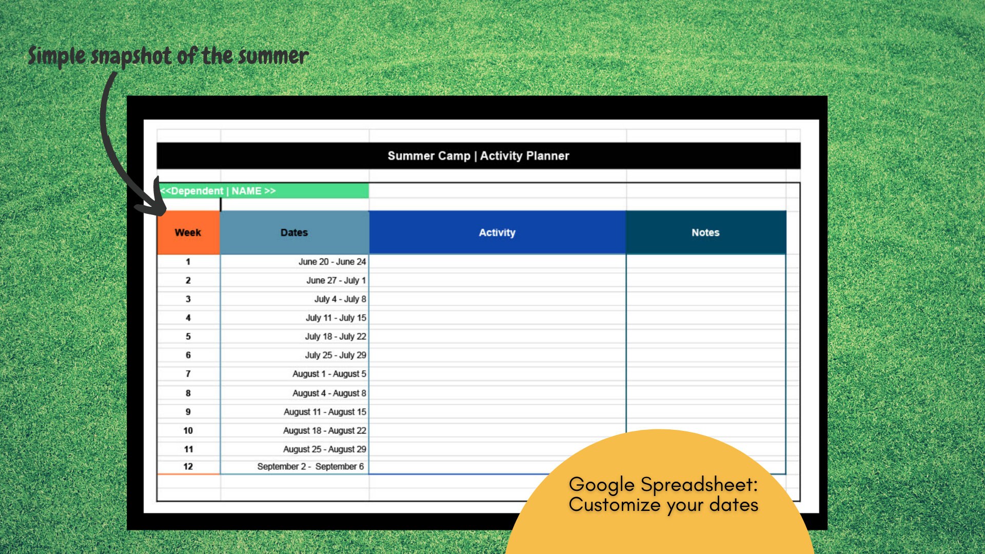 Summer Camp Planner, Tracker, Budget, Spend, Kid Activity, Schedule ...