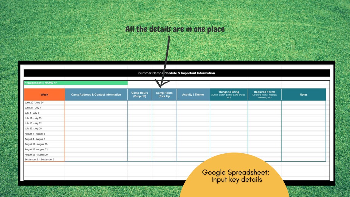 Summer Camp Planner, Tracker, Budget, Spend, Kid Activity, Schedule ...