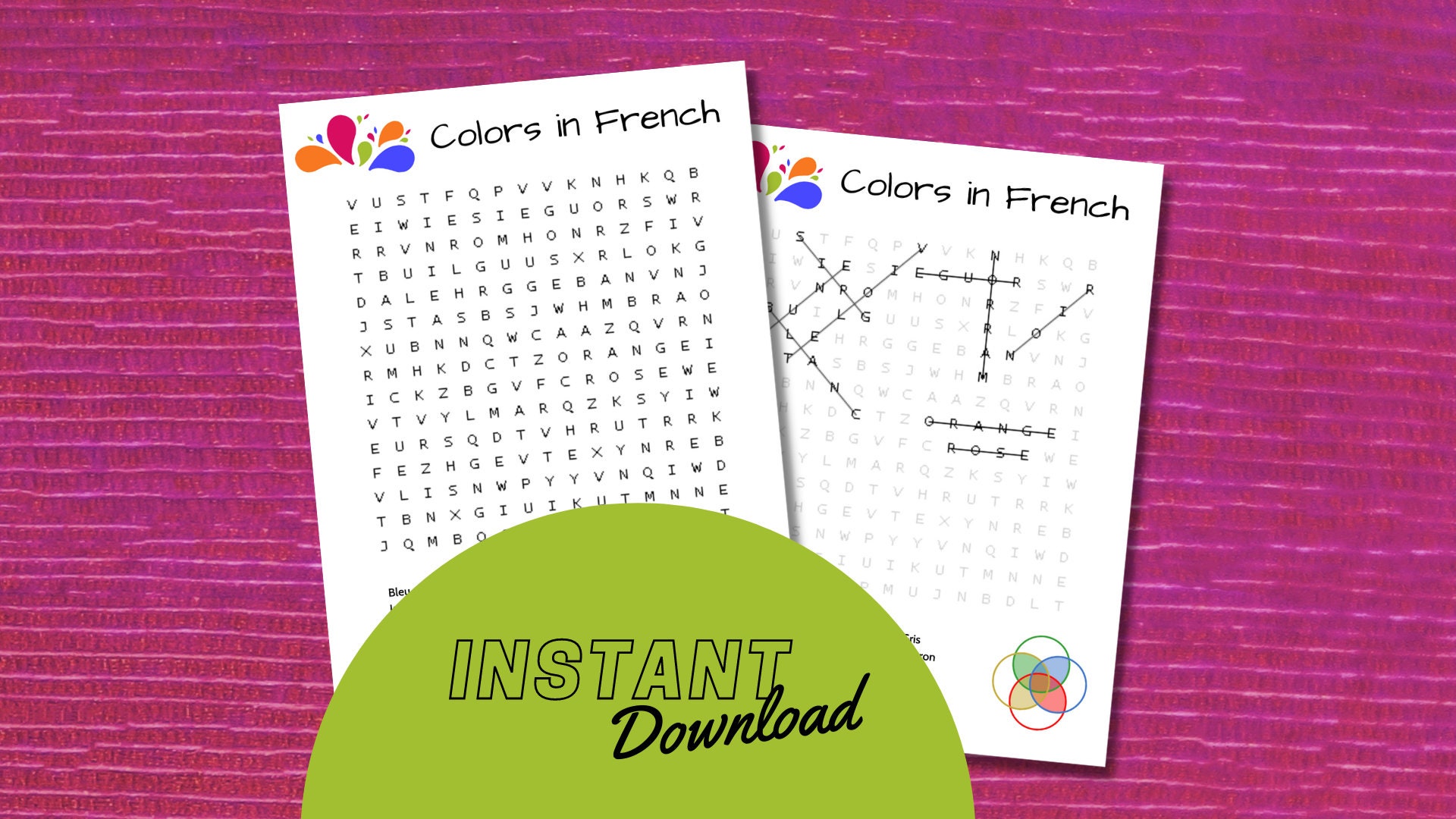 Colors French Vocabulary Word Search Word Find Game - Etsy