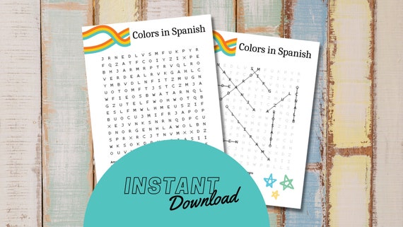 Colors Spanish Vocabulary Word Search Word Find Game | Etsy