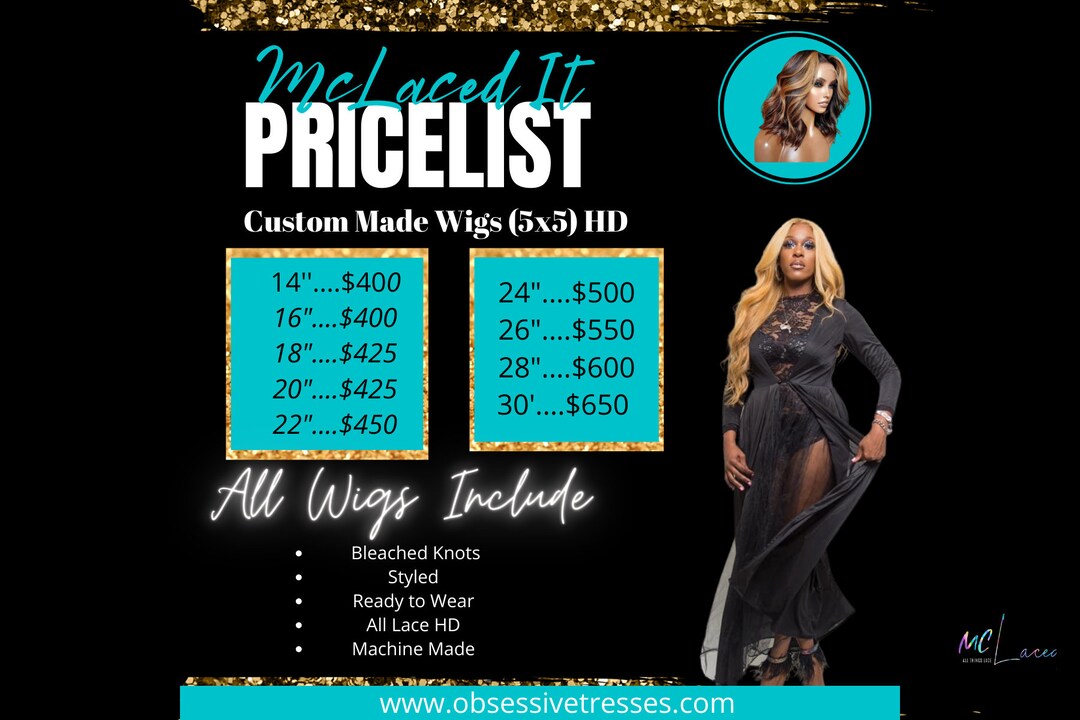 Bundles,wigs Price List Template - Etsy