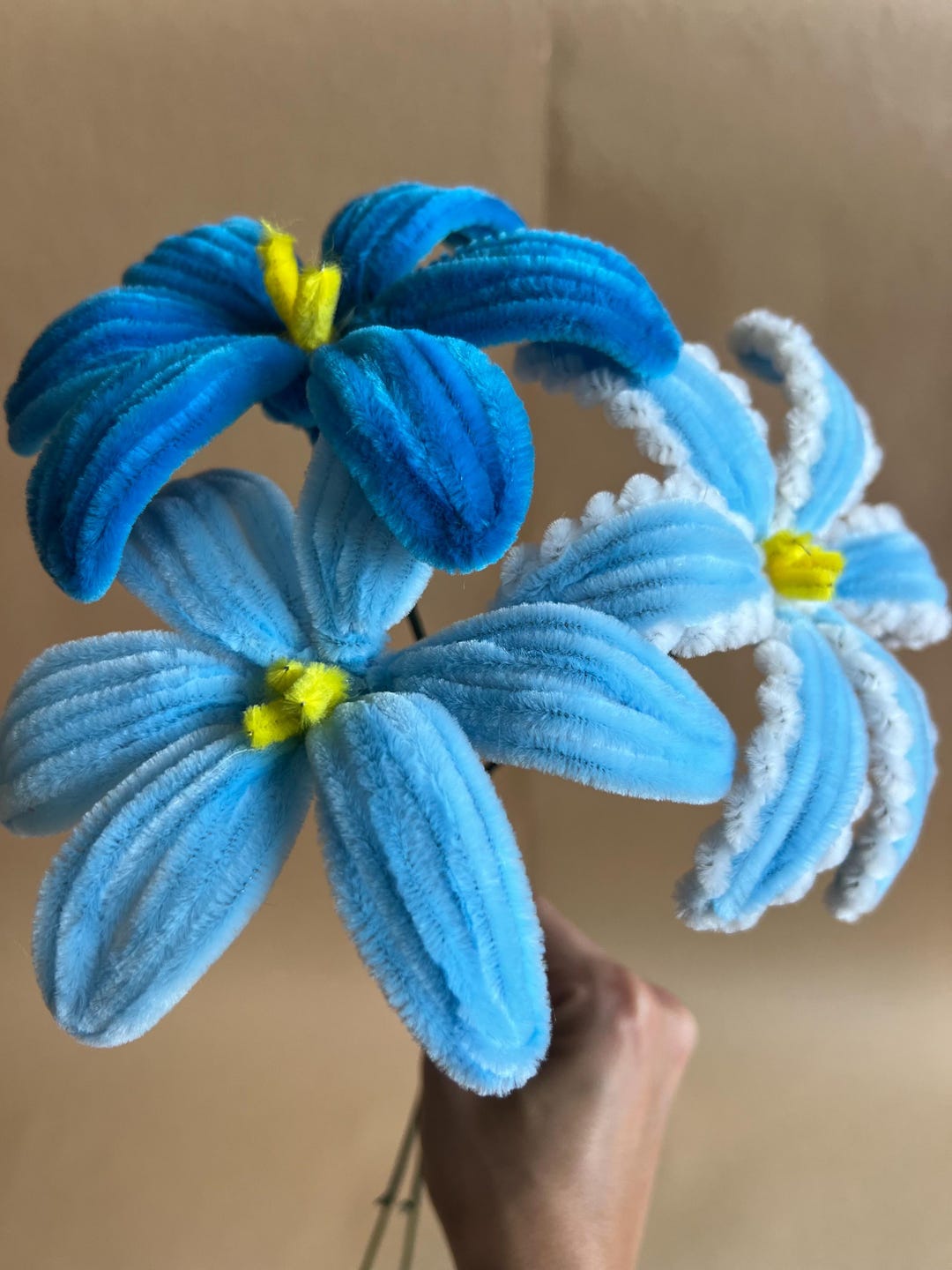 Blue Handmade Pipe-cleaner Bouquet. *arrives Wrapped in Tissue Paper ...