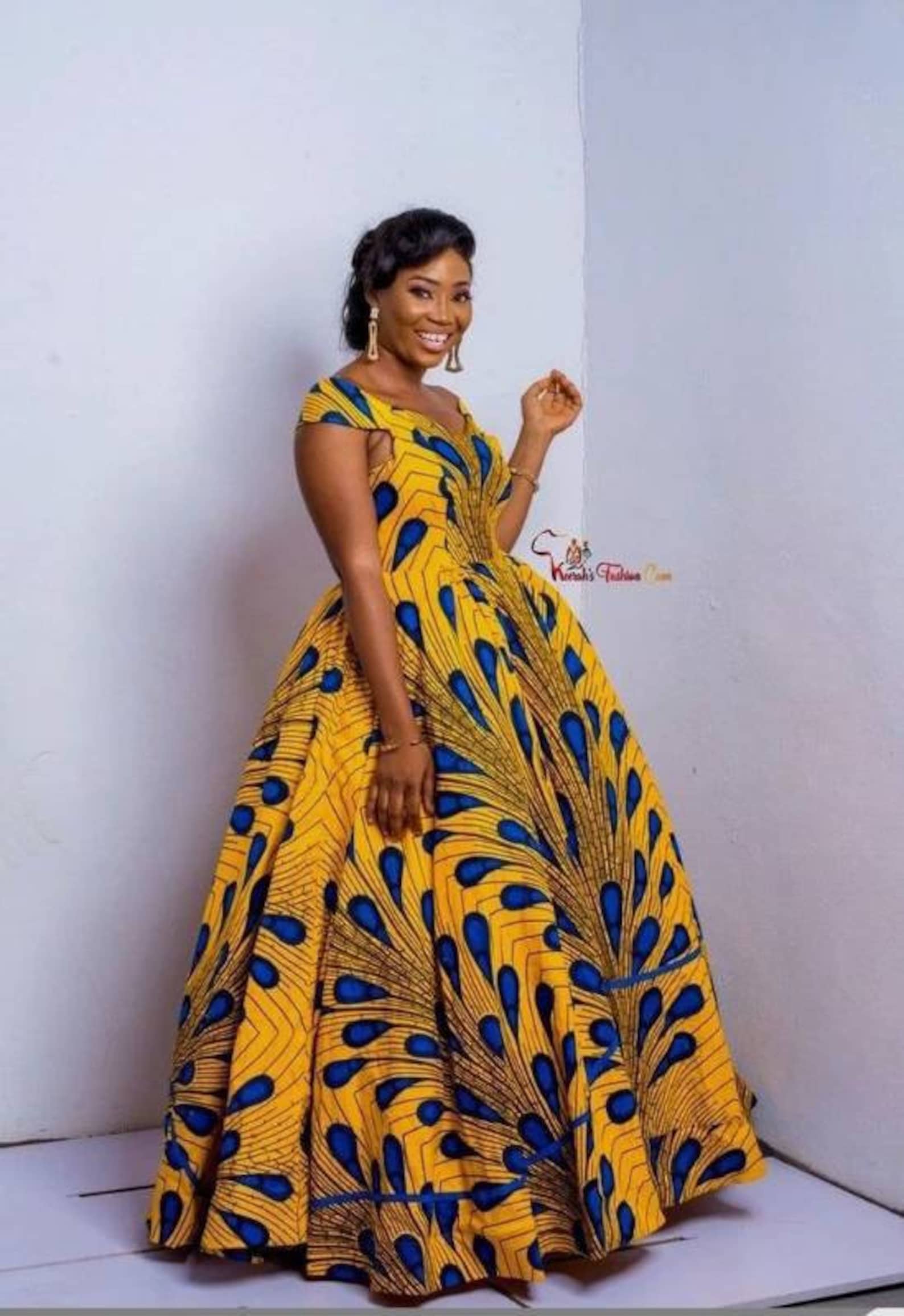 Yellow African Maxi Dress,ankara Maxi Gown, African Maxi Dresses for ...