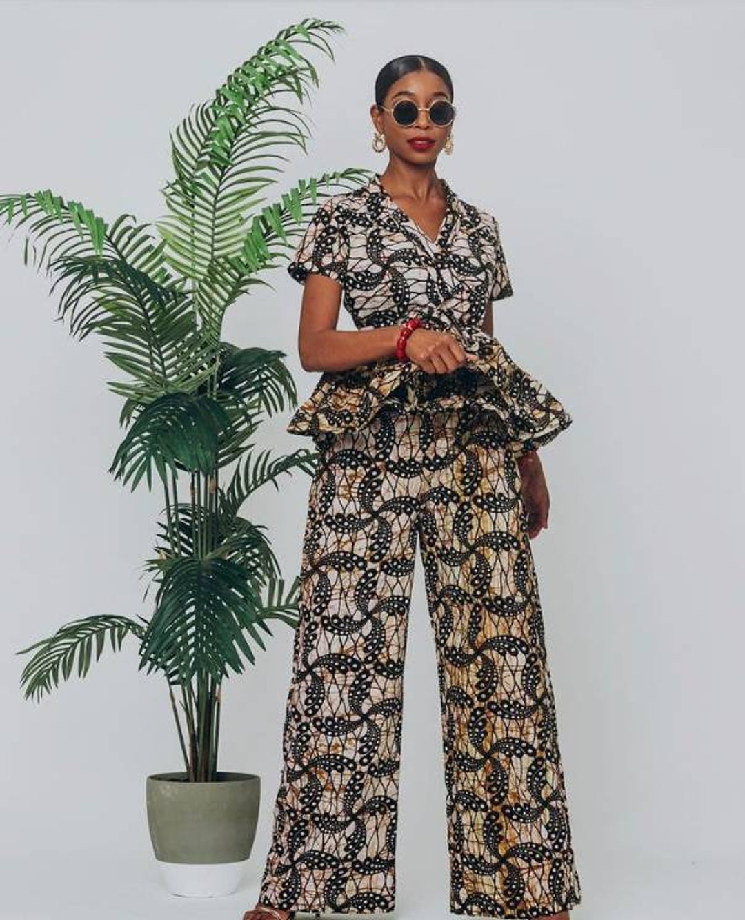 African Pant Suit for Women,african Women Pant Suit,african Wide Leg ...
