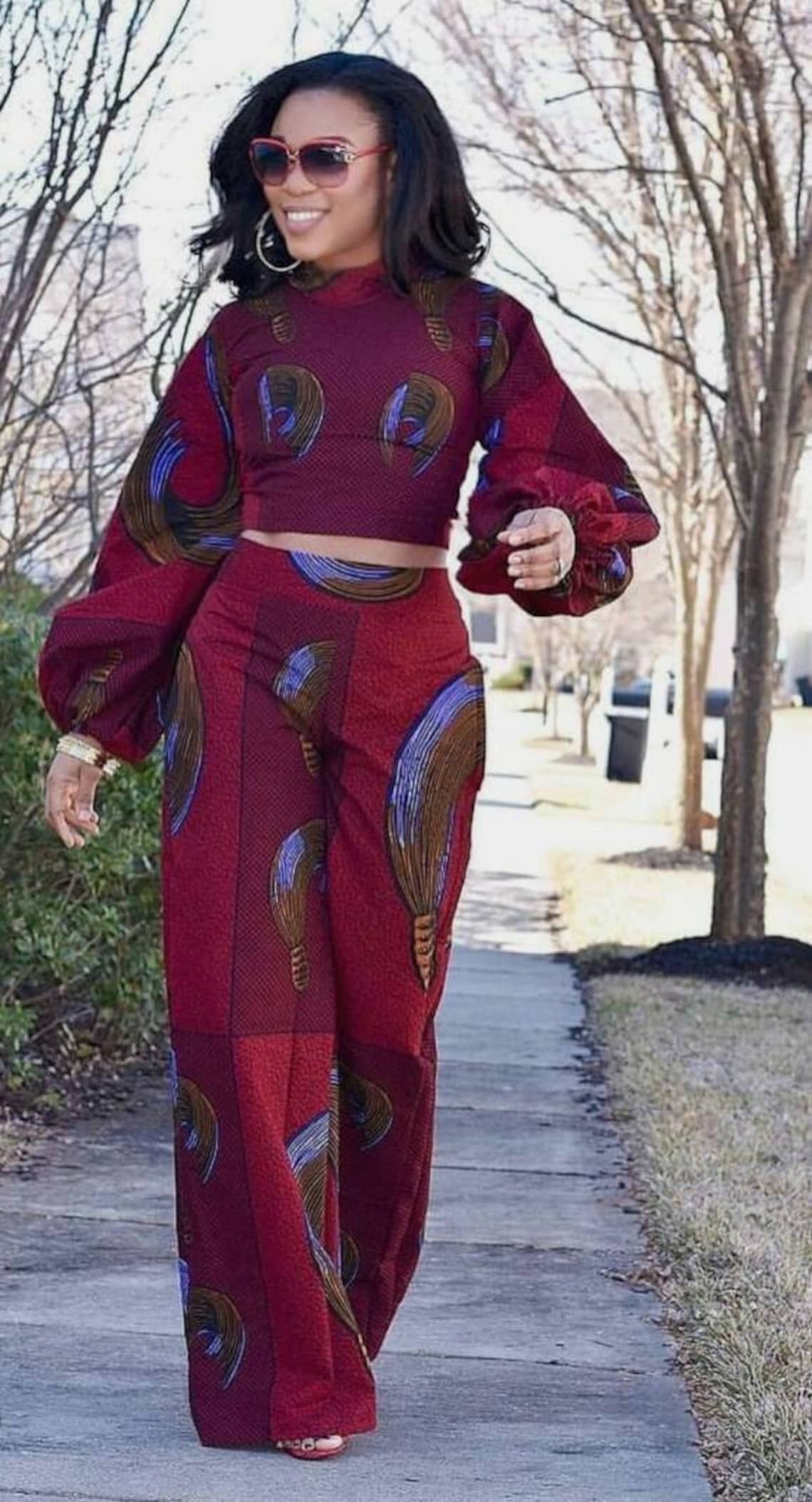 African Pant Suit for Women,african Women Pant Suit,african Wide Leg ...