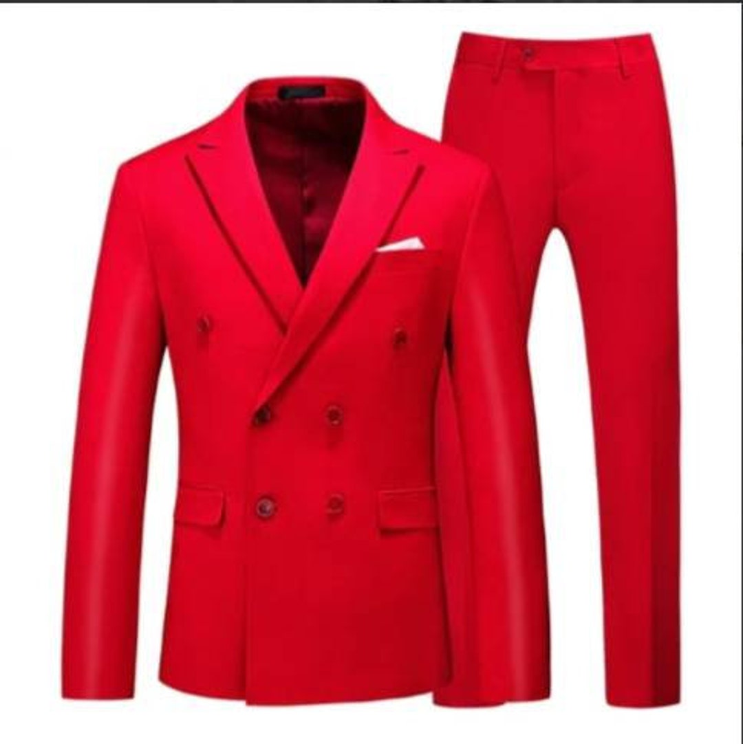 Red Tuxedo Double Breasted Wedding Suit for Men/red Men's Suit/custom ...