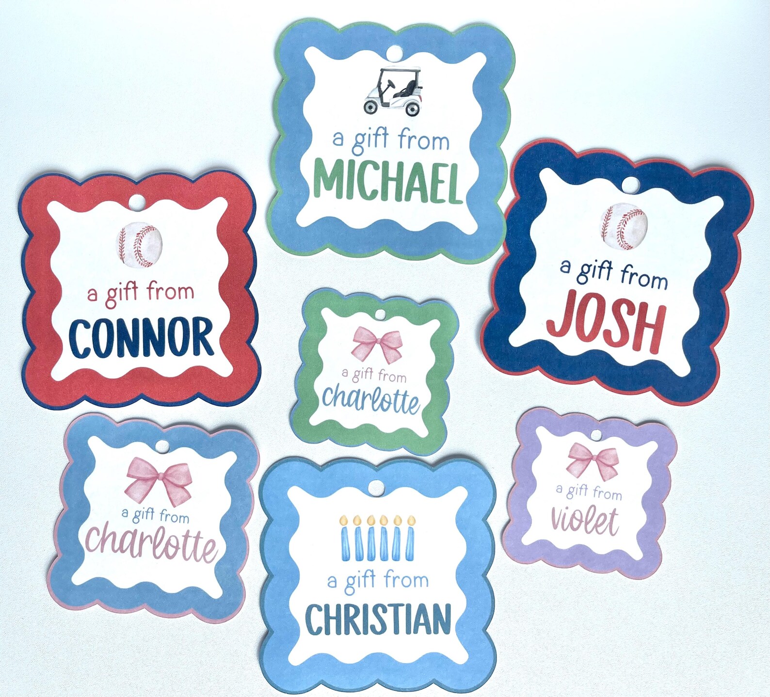 Personalized Scalloped Birthday Gift Tags, Set of 24 - Etsy