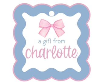 Kids Birthday Tag, Custom Scalloped Birthday Gift Tags, Scallop Edge ...