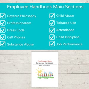 Daycare Employee Forms and Handbook/ Childcare Personnel Policies and ...
