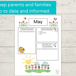 May Daycare Newsletter Template/ Preschool Newsletter Template/ May ...