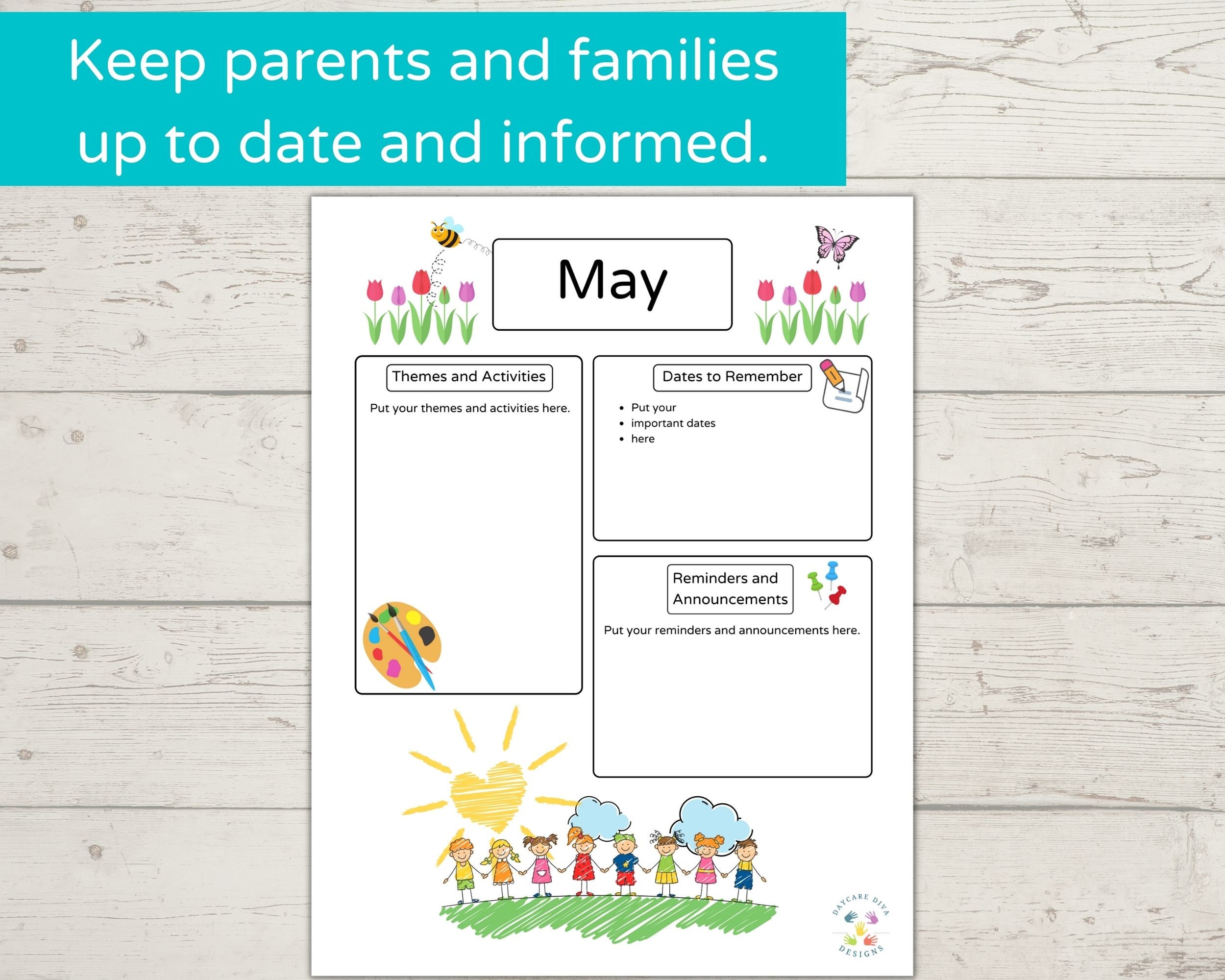 May Daycare Newsletter Template/ Preschool Newsletter Template/ May ...