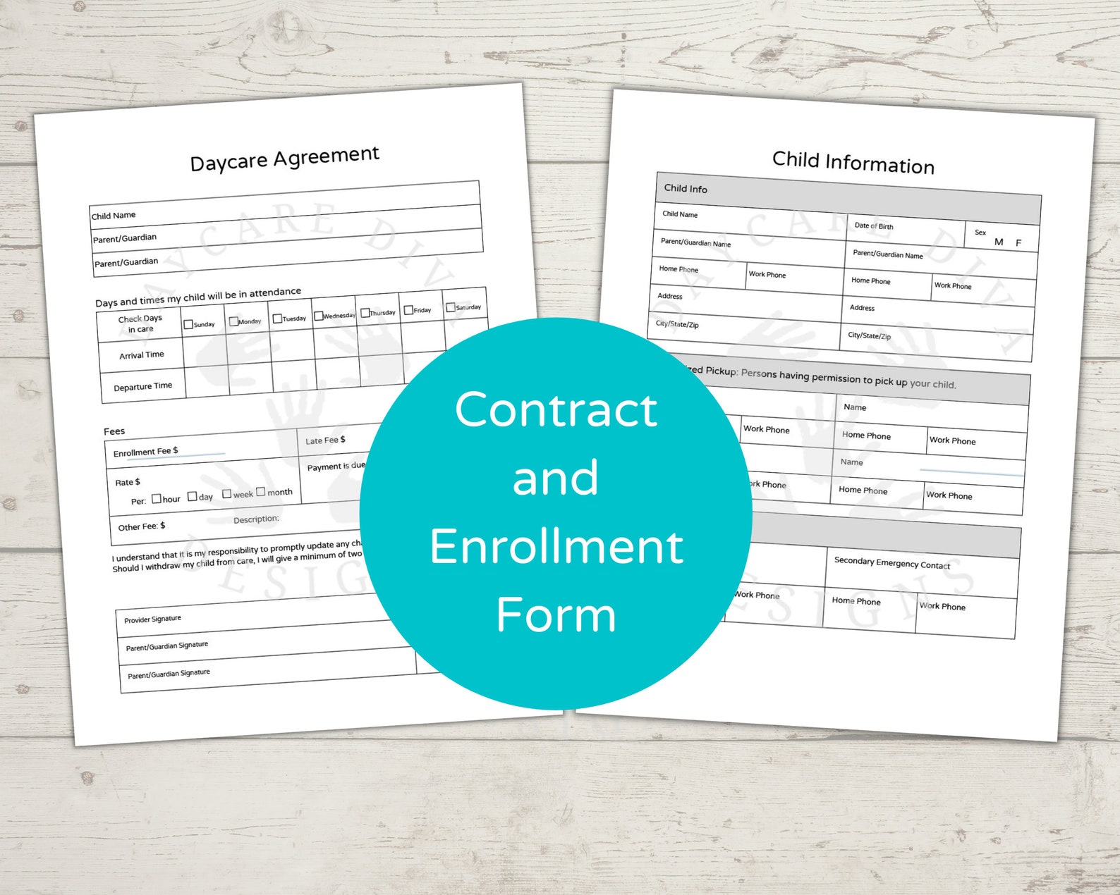 Daycare Enrollment Forms, Childcare Enrollment Packet, Enrollment ...