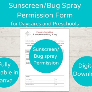 Editable Sunscreen and Bug Spray Permission Form/ Sunscreen - Etsy