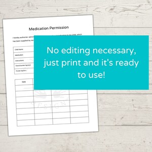 Medication Permission Form/ Daycare Medication Form/ Childcare - Etsy