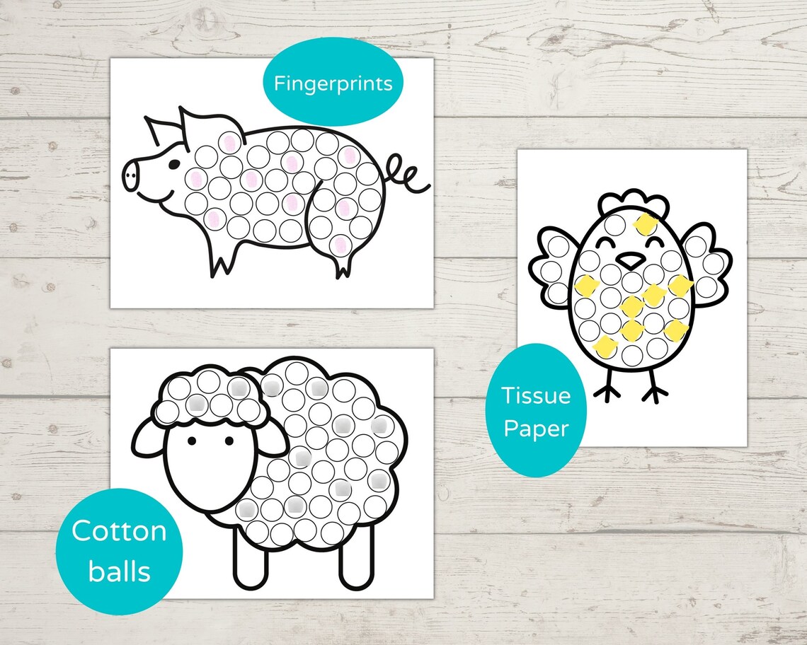 Spring Animals Dot Marker Printables/ Do a Dot Printable/ Baby | Etsy