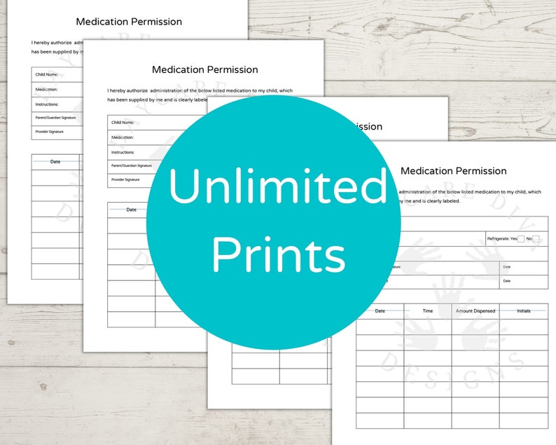 Medication Permission Form/ Daycare Medication Form/ Childcare Medicine ...