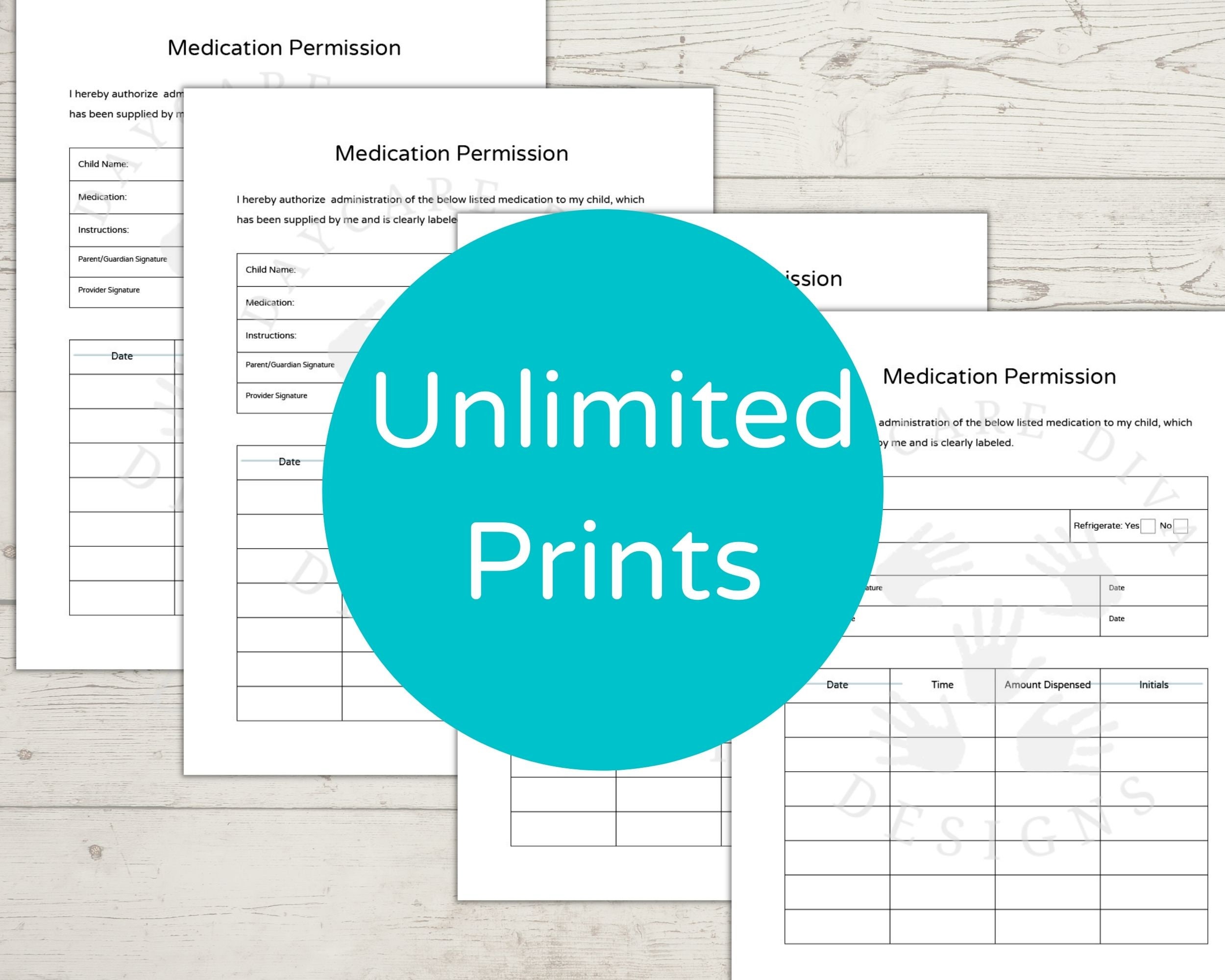 Medication Permission Form/ Daycare Medication Form/ Childcare Medicine ...