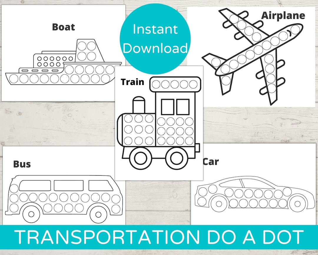 Transportation Dot Marker Printables/ Do a Dot Printable/ Toddler ...