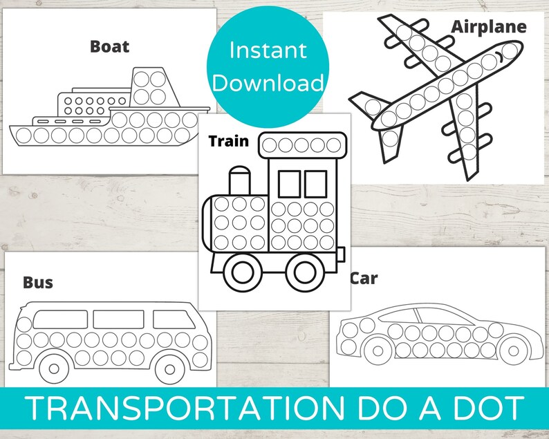 Transportation Dot Marker Printables/ Do a Dot Printable/ Toddler ...