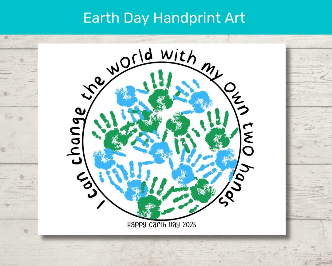 Earth Day Handprint Art/ Earth Day Toddler Handprint Printable Art ...