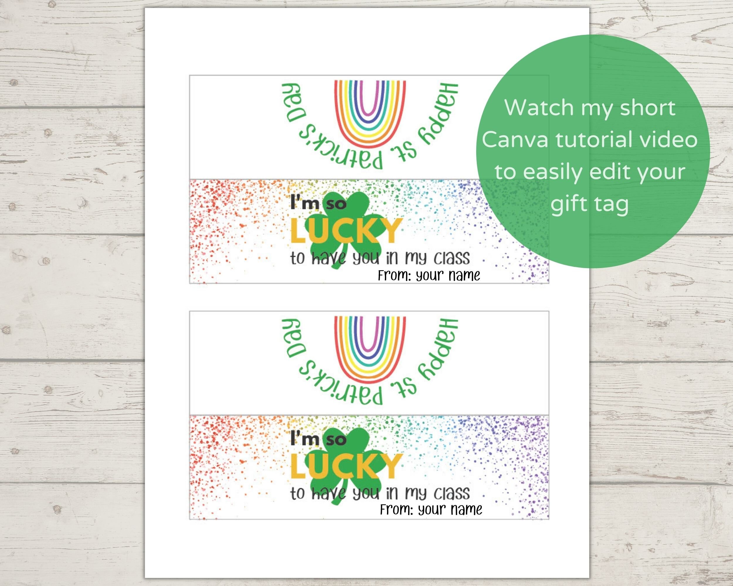 Editable St. Patrick's Day Printable Bag Topper/ Personalize Printable ...