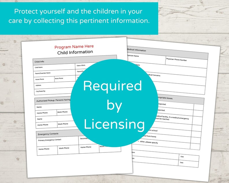 Editable Daycare Enrollment Form/ Preschool Enrollment Form/ Preschool ...