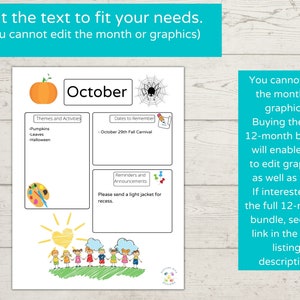 October Daycare Newsletter Template/ Preschool Newsletter Template ...