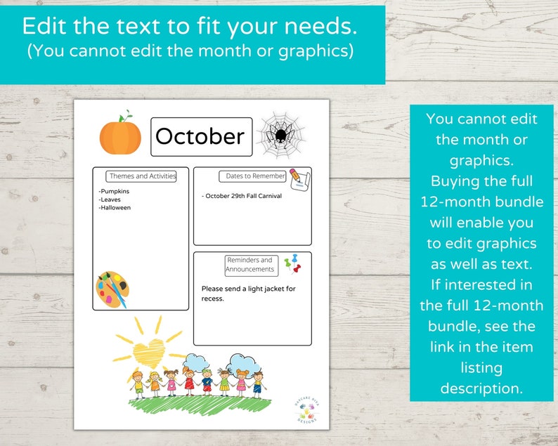 October Daycare Newsletter Template/ Preschool Newsletter Template ...