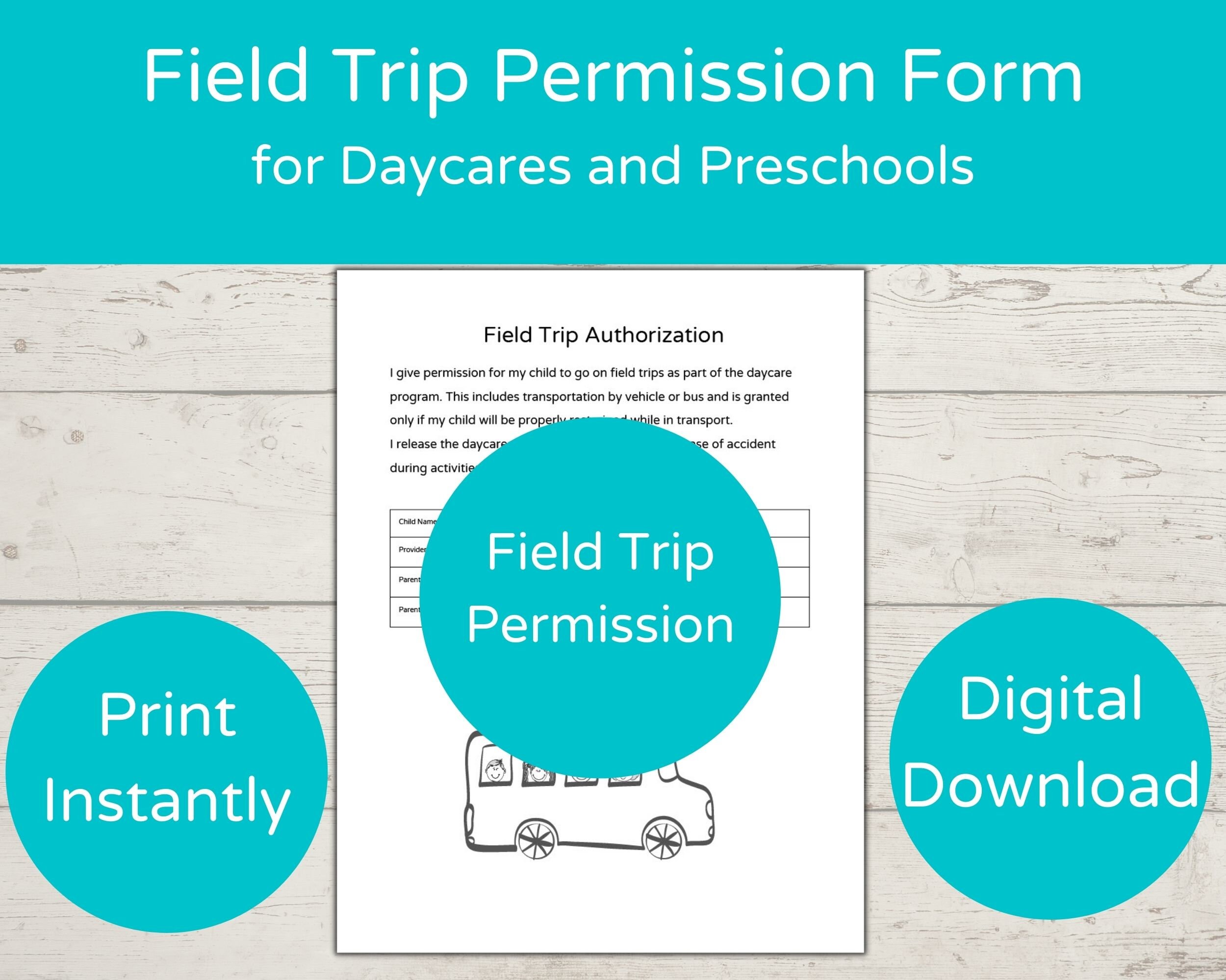 Field Trip Permission Form Daycare Field Trip Form Field Etsy