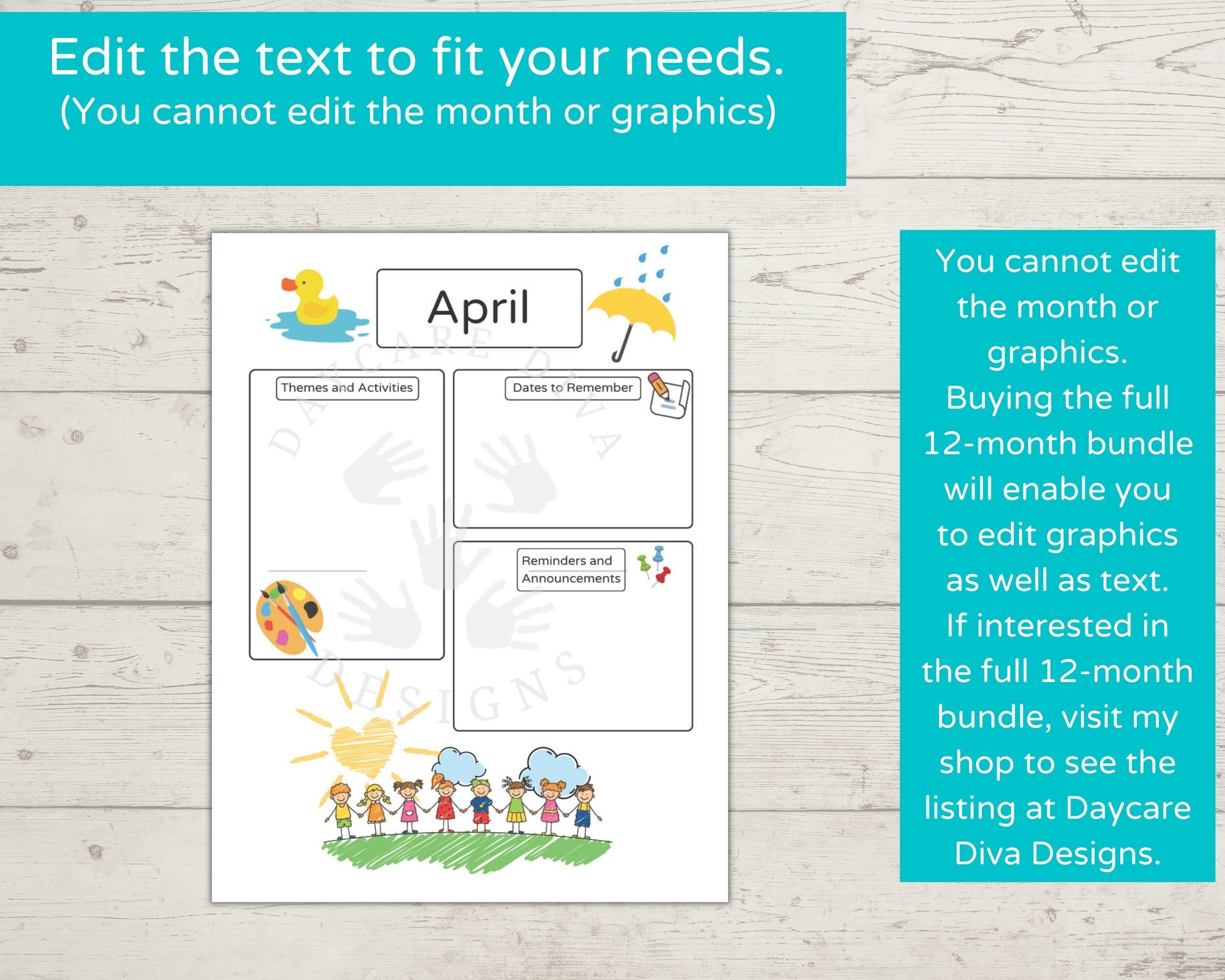 April Daycare Newsletter Template/ Preschool Newsletter Template ...