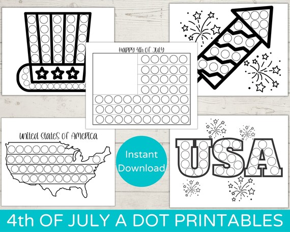 Fourth of July Dot Marker Printables/ Fourth of July Craft/ | Etsy