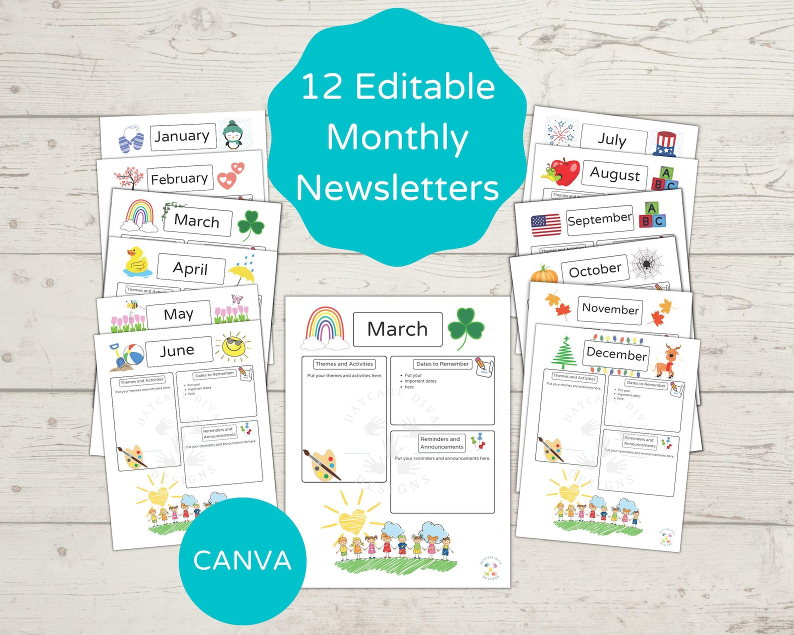 Preschool Newsletter Templates/ Daycare Newsletter Templates/ Editable ...