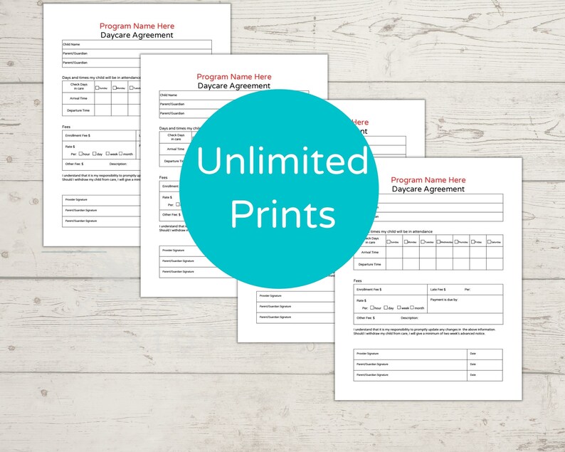 Editable Daycare Contract Instant Download/ Childcare Contract/ Daycare ...