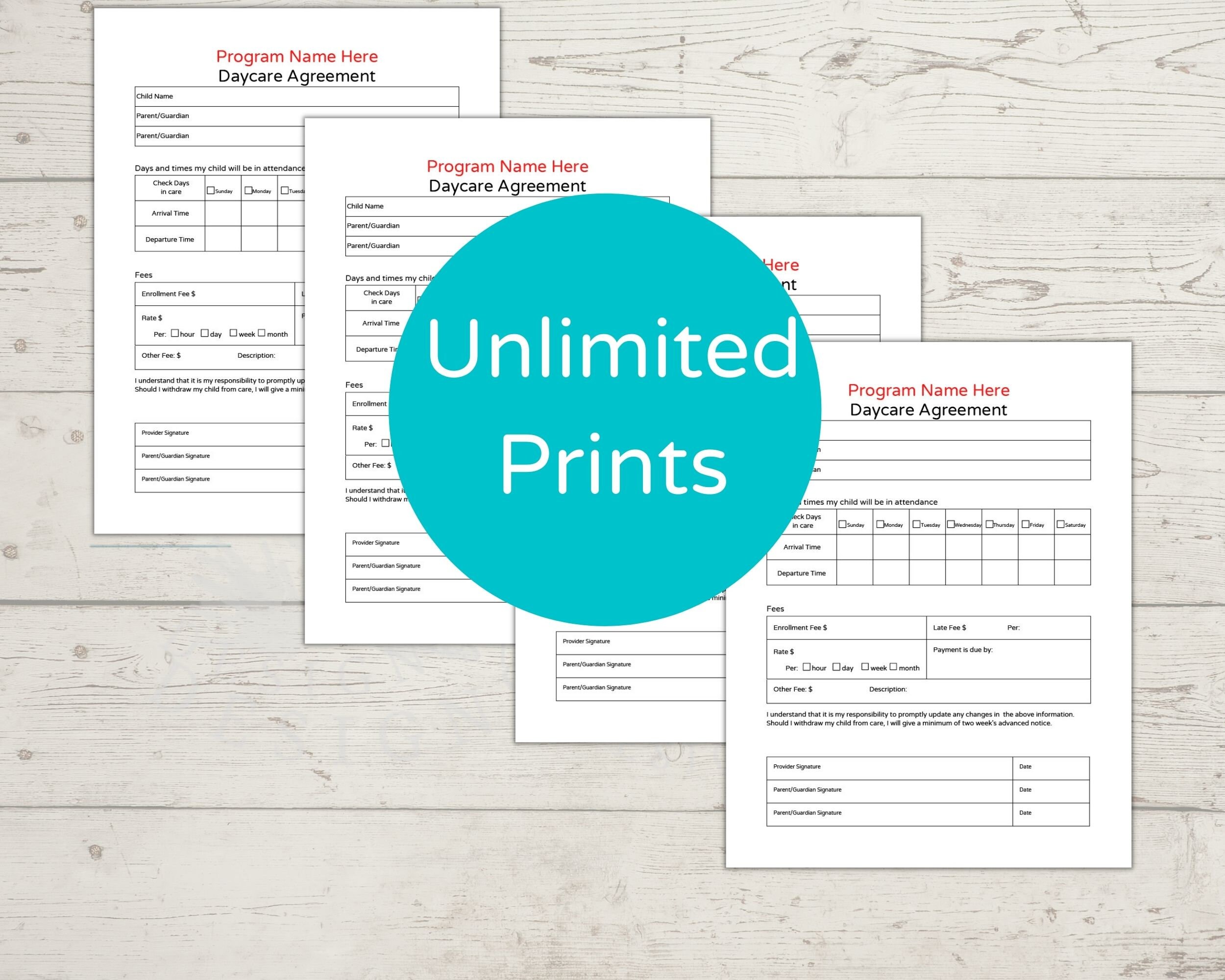 Editable Daycare Contract Instant Download/ Childcare Contract/ Daycare ...