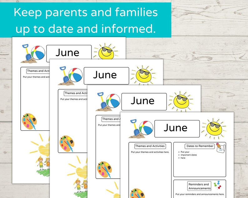 June Daycare Newsletter Template/ Preschool Newsletter Template/ June ...