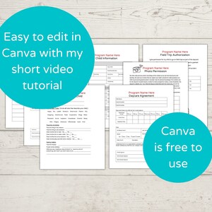 Daycare Enrollment Forms/ Fully Editable Forms/ Childcare Enrollment ...