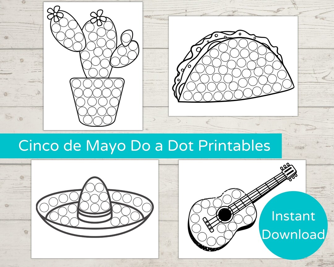 Cinco De Mayo Dot Marker Printables/ Do a Dot Printable/ Cinco De Mayo ...