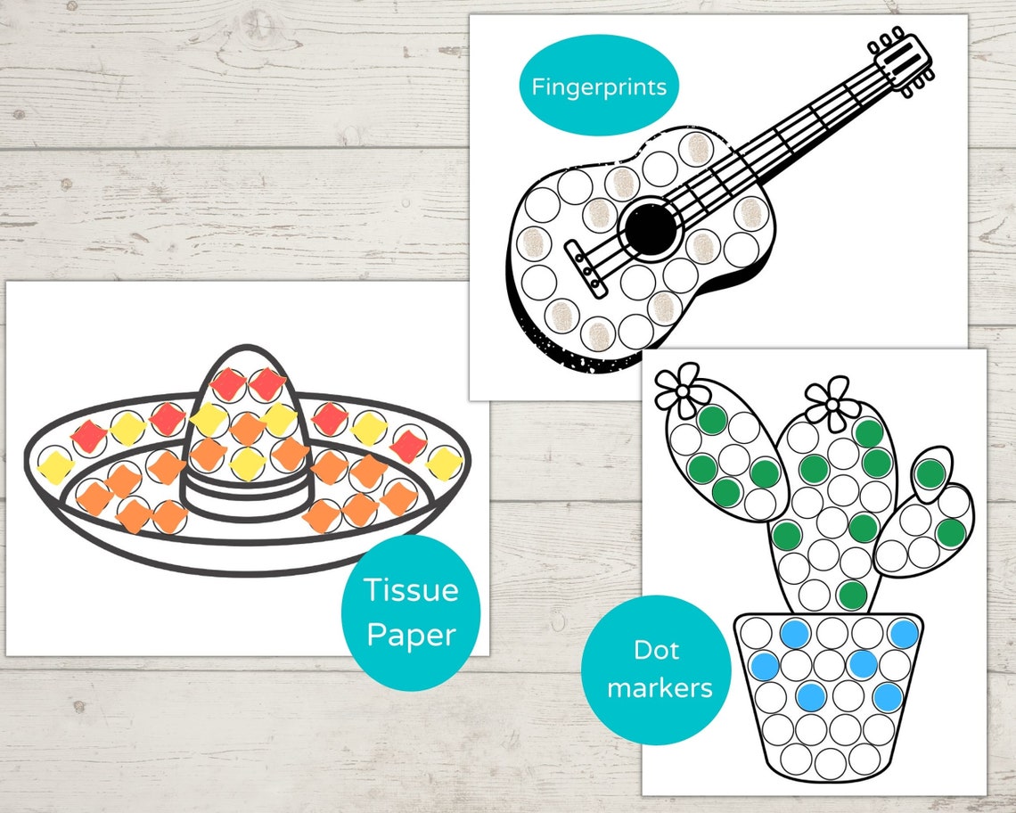 Cinco De Mayo Dot Marker Printables/ Do a Dot Printable/ Cinco De Mayo ...