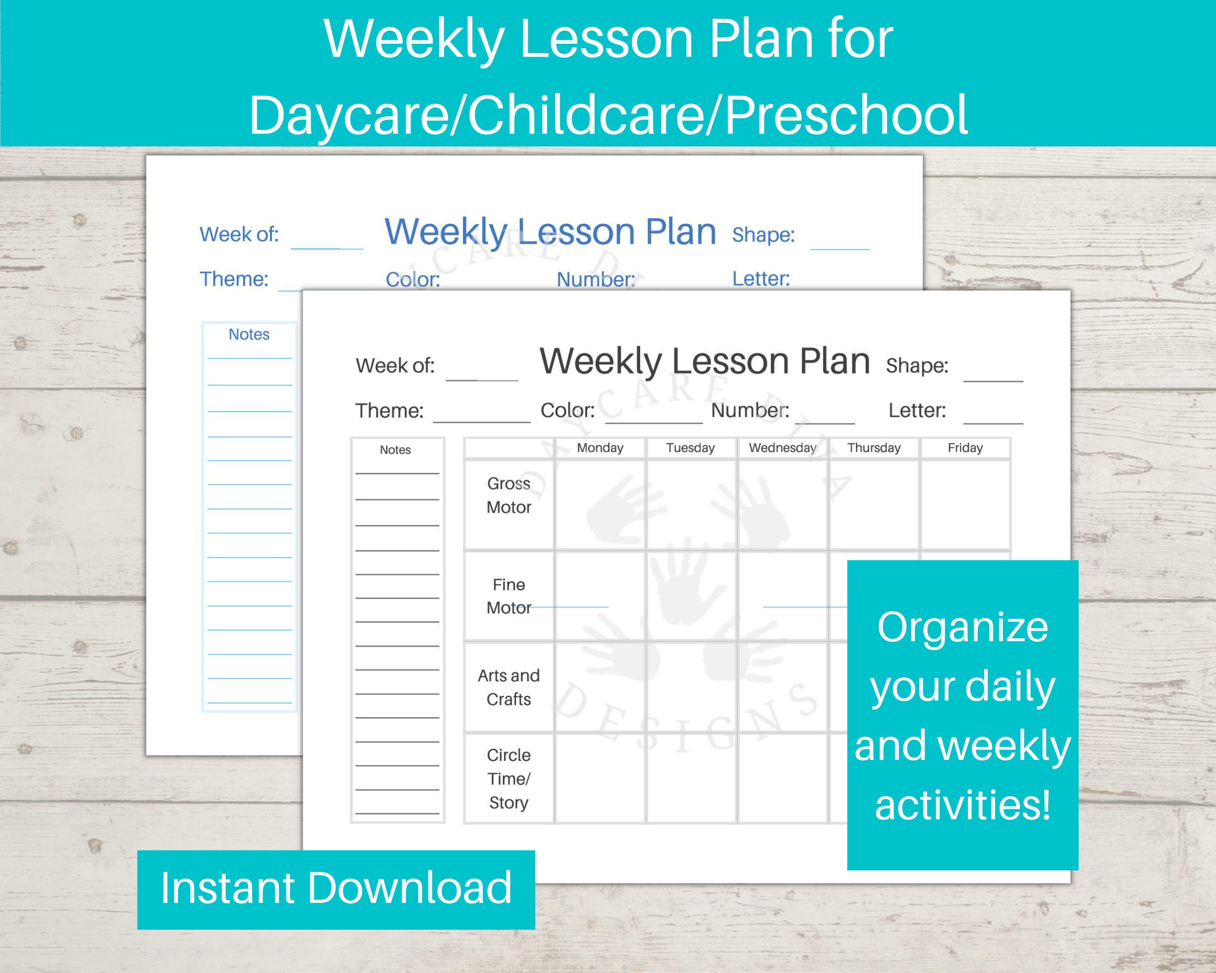 Weekly Lesson Plan for Home Daycare/ Toddler Lesson Plan/ Preschool ...