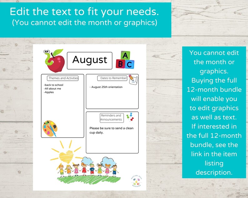 August Daycare Newsletter Template/ Preschool Newsletter Template ...