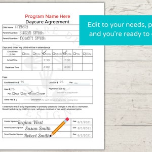 Daycare Enrollment Forms/ Fully Editable Forms/ Childcare Enrollment ...