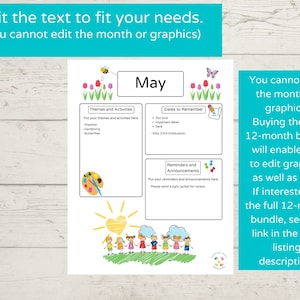May Daycare Newsletter Template/ Preschool Newsletter Template/ May ...
