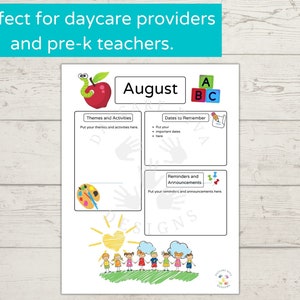 August Daycare Newsletter Template/ Preschool Newsletter Template ...