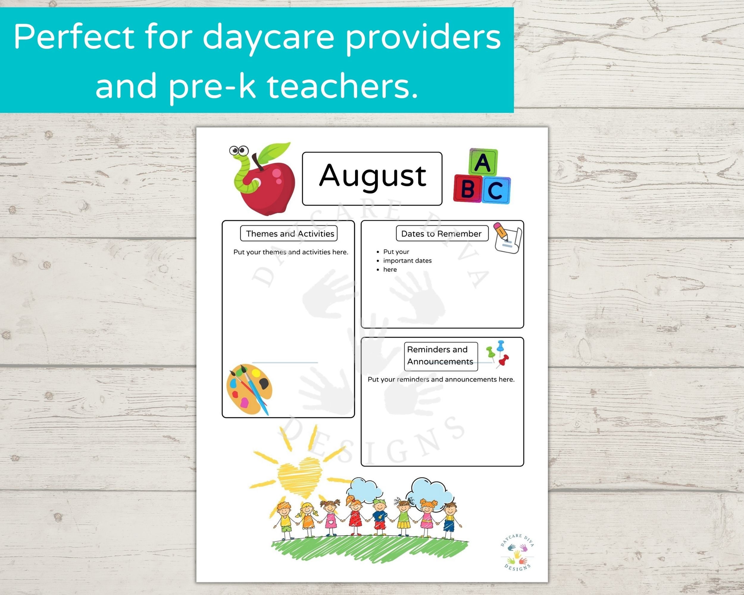 August Daycare Newsletter Template/ Preschool Newsletter Template ...